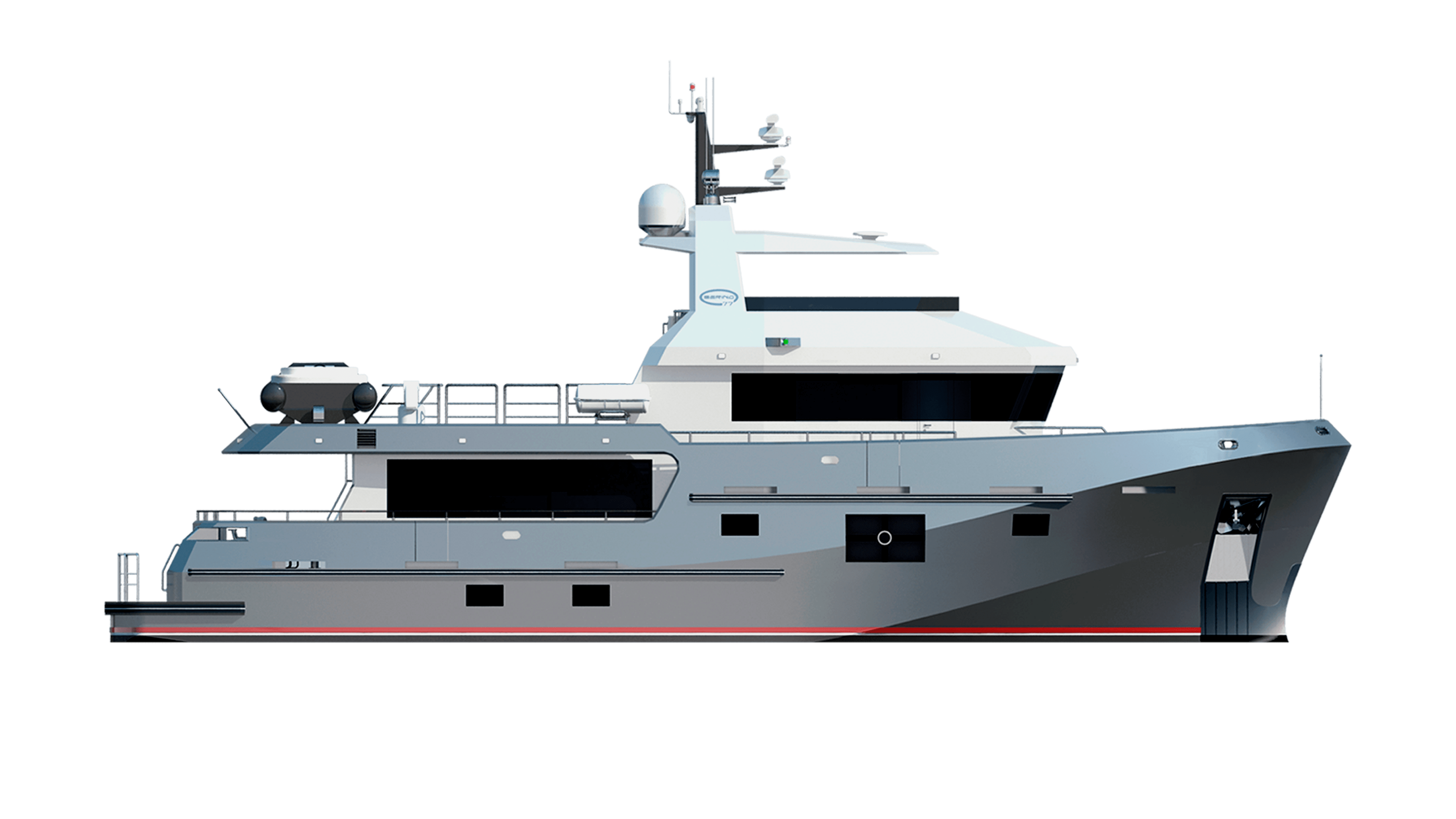 Under-24 meter steel displacement Yacht B77 | Bering Yachts