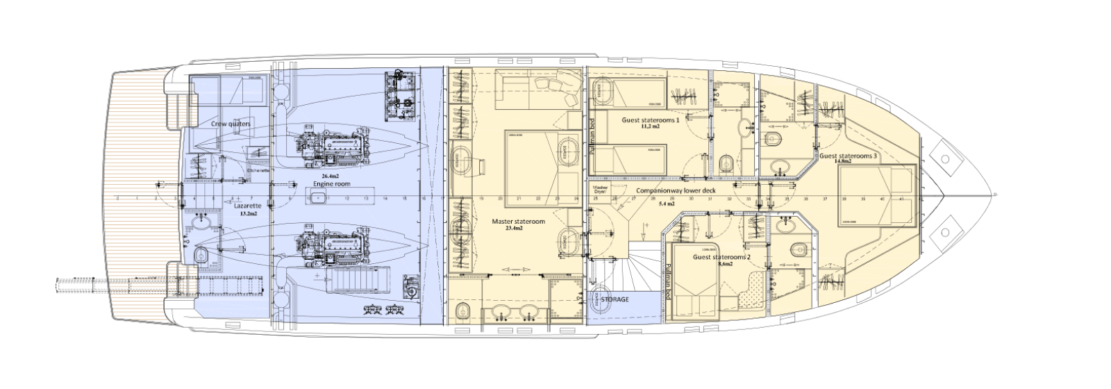 Under-24 meter steel displacement Yacht B77 | Bering Yachts